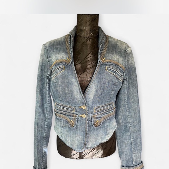 sass & bide | Jackets & Coats | Sass Bide Blue Denim Jacket With Gold ...